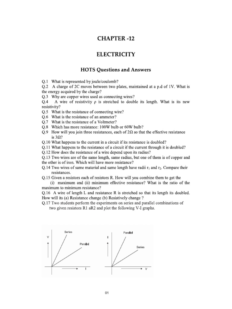 353185444 Class 10 Hots Questions With Answer Chap Electricity 1 | PDF