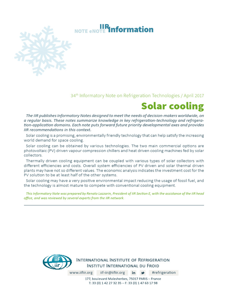 Solar Cooling Technologies Overview | PDF | Photovoltaics | Adsorption
