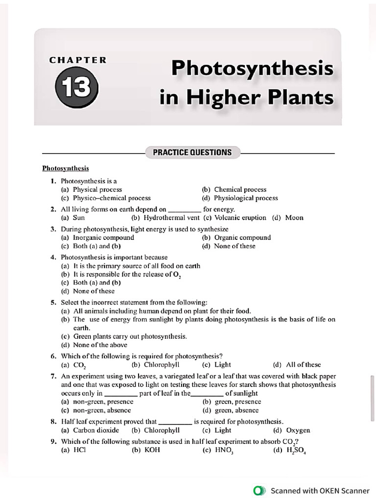 Photosynthesis in Higher Plants | PDF