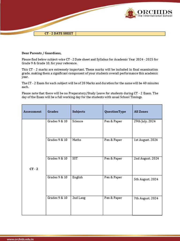 CT - 2 Circular For (Grades 9 and 10) | PDF