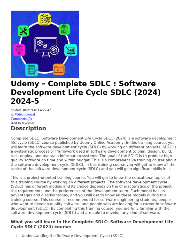 Complete SDLC Software Development Life Cycle SDLC (2024) 2024-5 | PDF