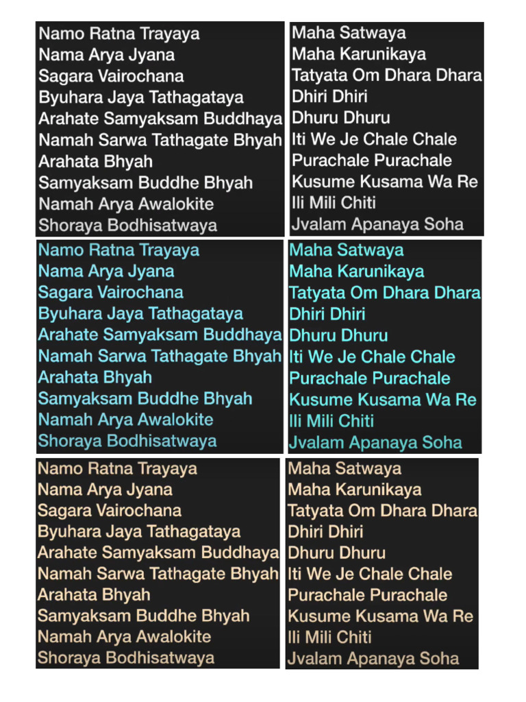 Maha Karuna Dharani 144 | PDF