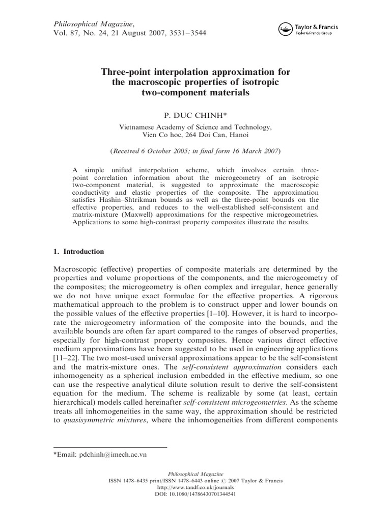 Three-Point Interpolation Approximation For The Macroscopic Properties of Isotropic Two ...