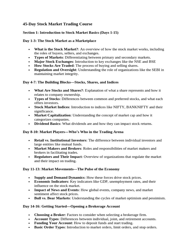 45-Days-Trading-Course | PDF | Stocks | Stock Market