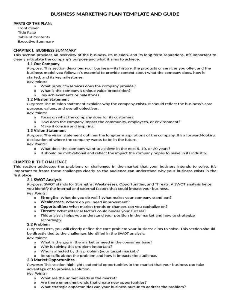 Business Marketing Plan Template | PDF | Marketing | Target Audience