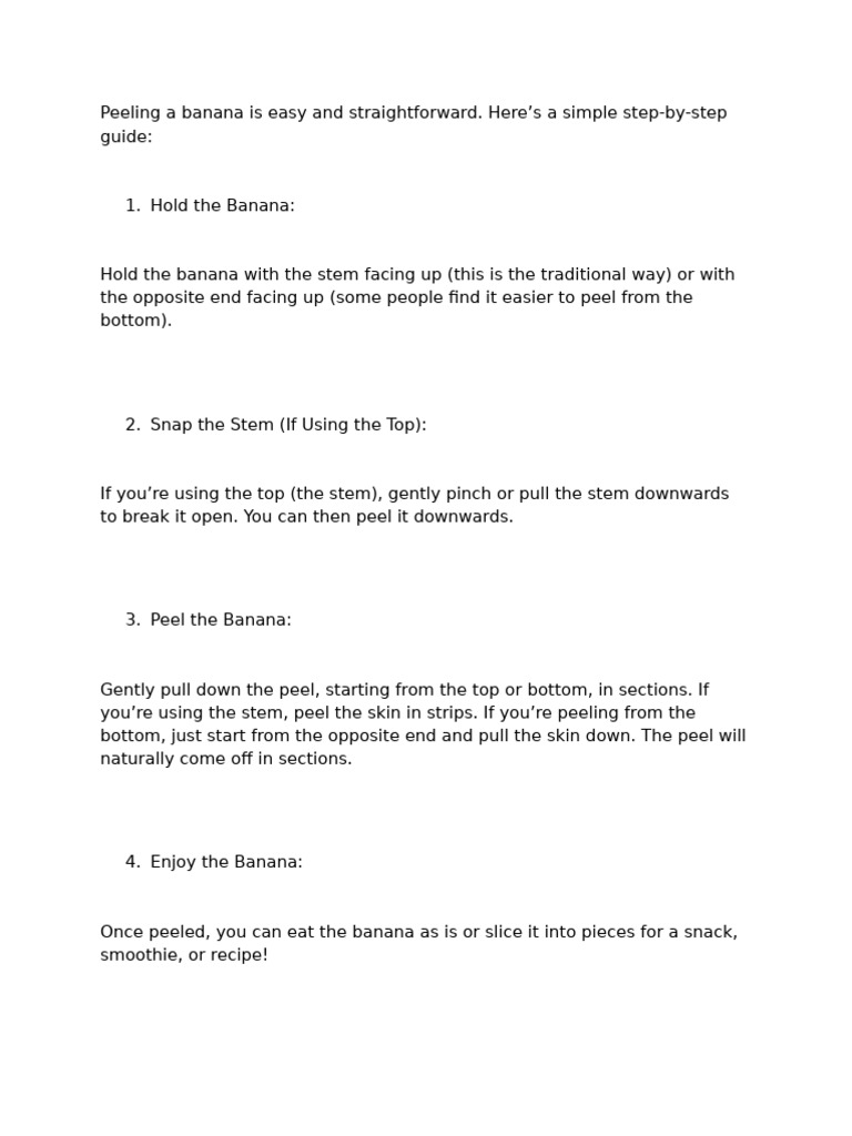 How to Peel a Banana: Step-by-Step Guide | PDF