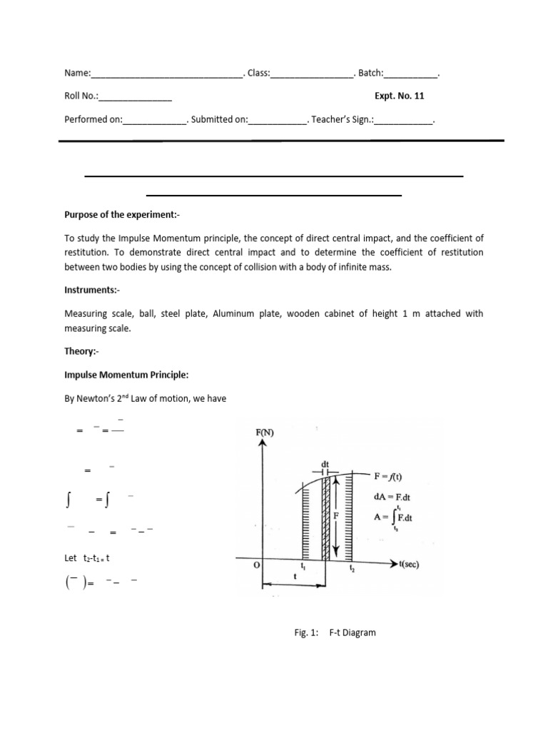 Practical No-11 (Coeff of Restitution) | PDF | Collision | Physics