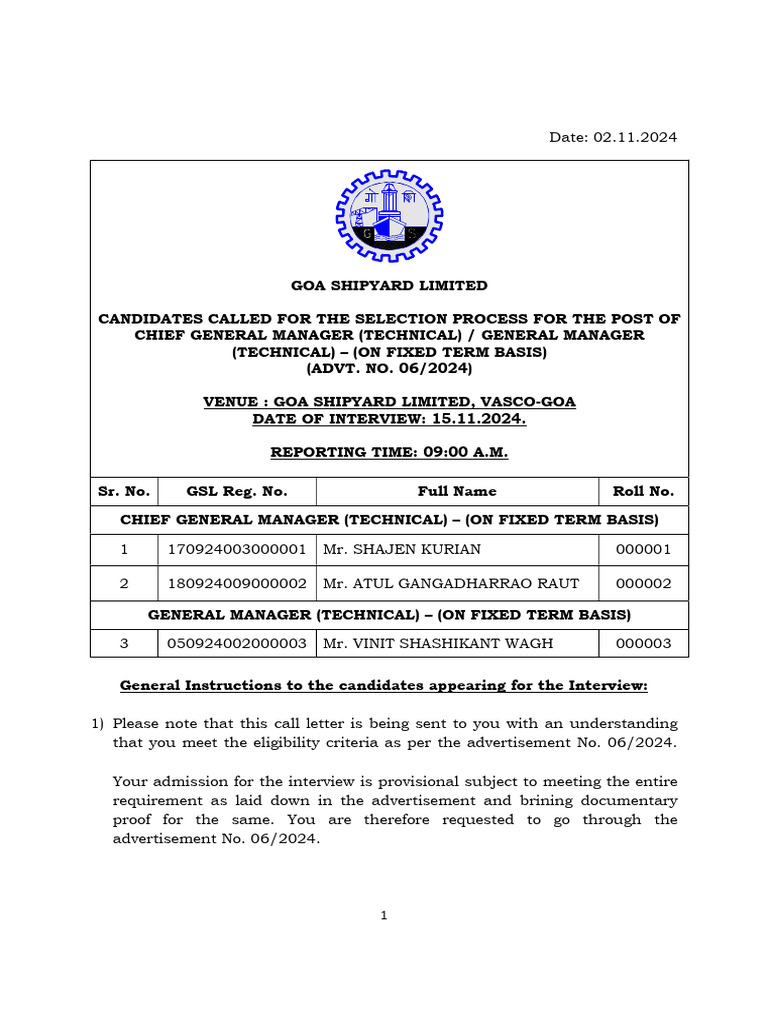 Chief General Manager Technical General Manager | PDF | Government