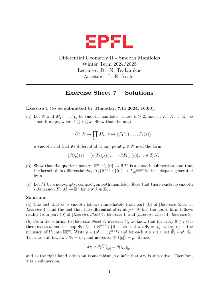 Smooth Manifolds Exercise Solutions | PDF | Real Number | Manifold