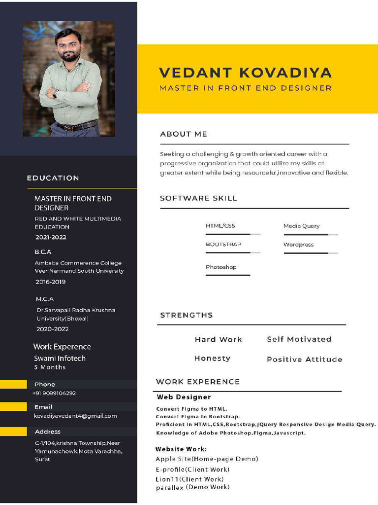 Vedant-Kovadiya_Resume_Front end Designer | PDF