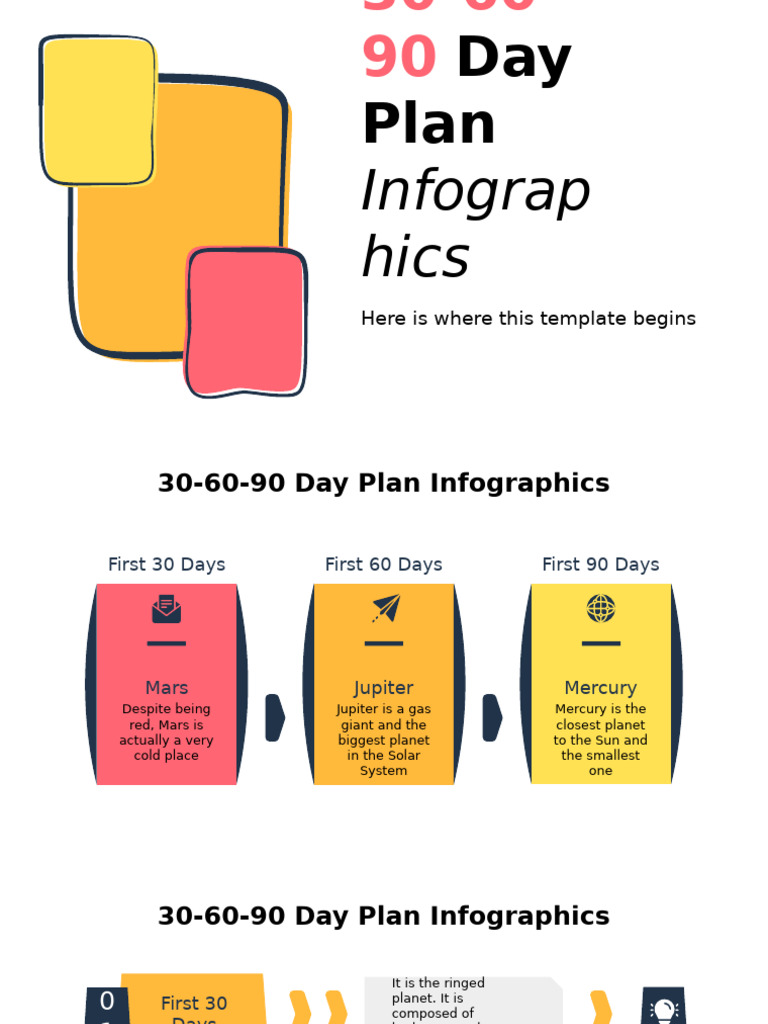 30-60-90 Day Plan Infographics by Slidego | PDF | Planets | Solar System