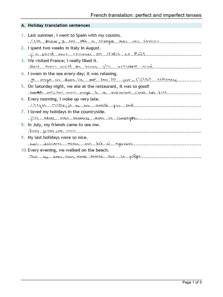 Perfect & Imperfect Tenses | PDF | Grammar | Linguistics