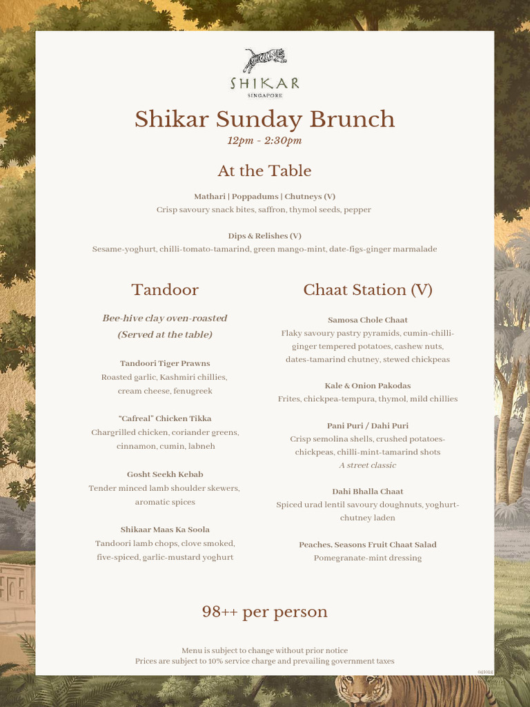 Shikar Sunday Brunch Menu | PDF | Foods | South Asian Cuisine