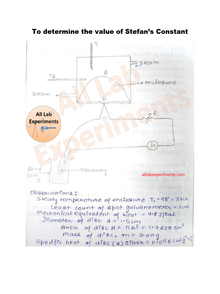 Stefan Constant All Lab Experiments2.Compressed Compressed | PDF