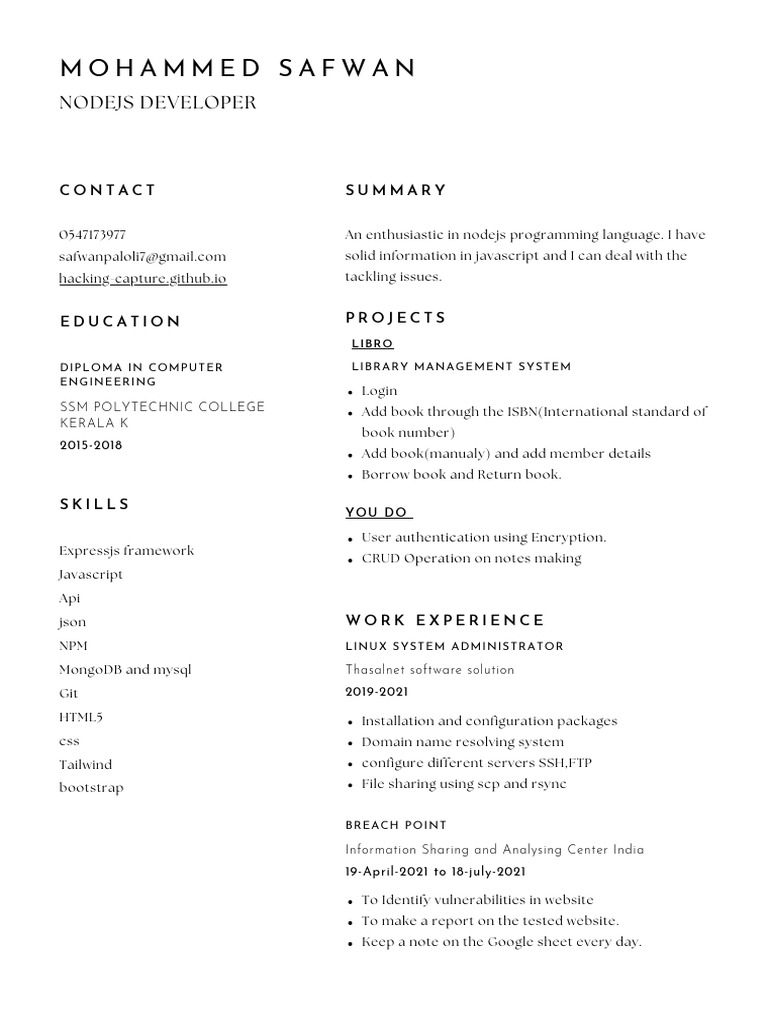 Mohammed Safwan_Resume_Backend Devveloper | PDF