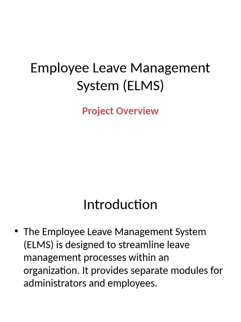 Employee Leave Management System Presentation | PDF