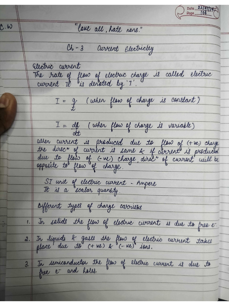 School Physics Notes - Current Electricity | PDF