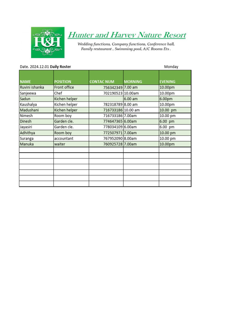 01daily roster | PDF