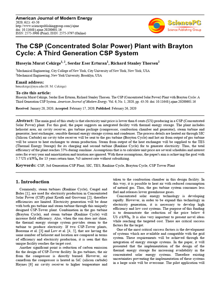 The CSP Concentrated Solar Power Plant W | PDF | Energy Storage ...