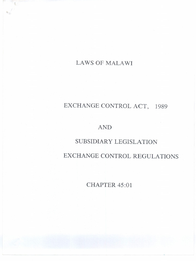 Exchange Control Act 1989 | PDF