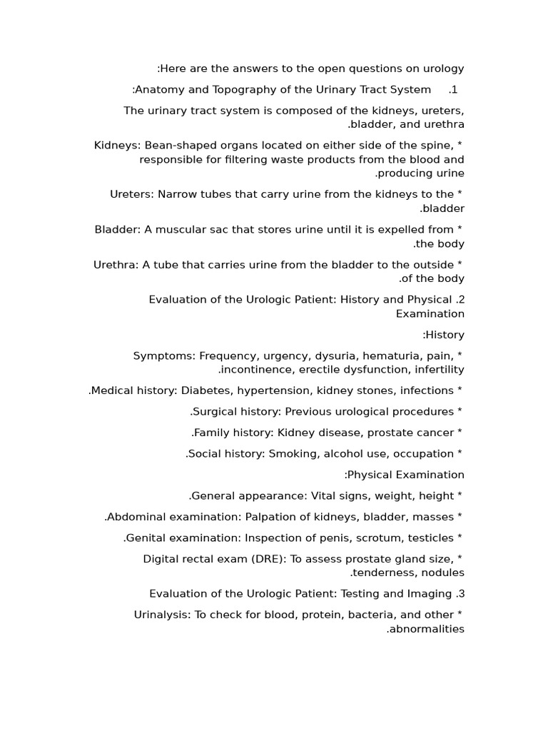 Urology Answers | PDF | Prostate | Urinary System