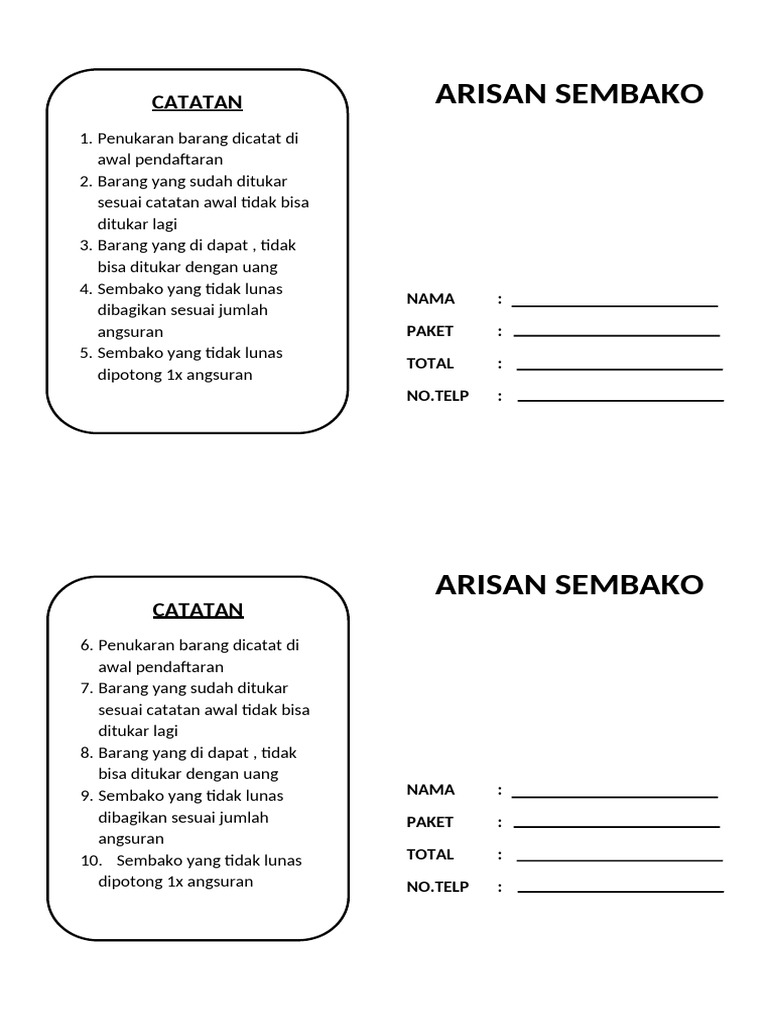 ARISAN SEMBAKO | PDF