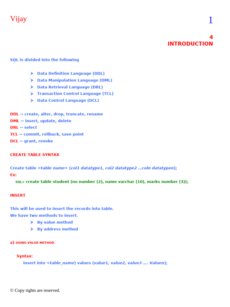 Vijaysql | PDF | Computer Programming | Databases