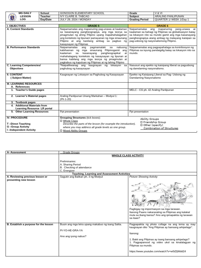 DLL Q1 W1 Day1.ap | PDF