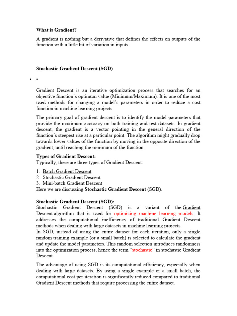 Stochastic Gradient Descent | PDF | Mathematical Optimization | Algorithms