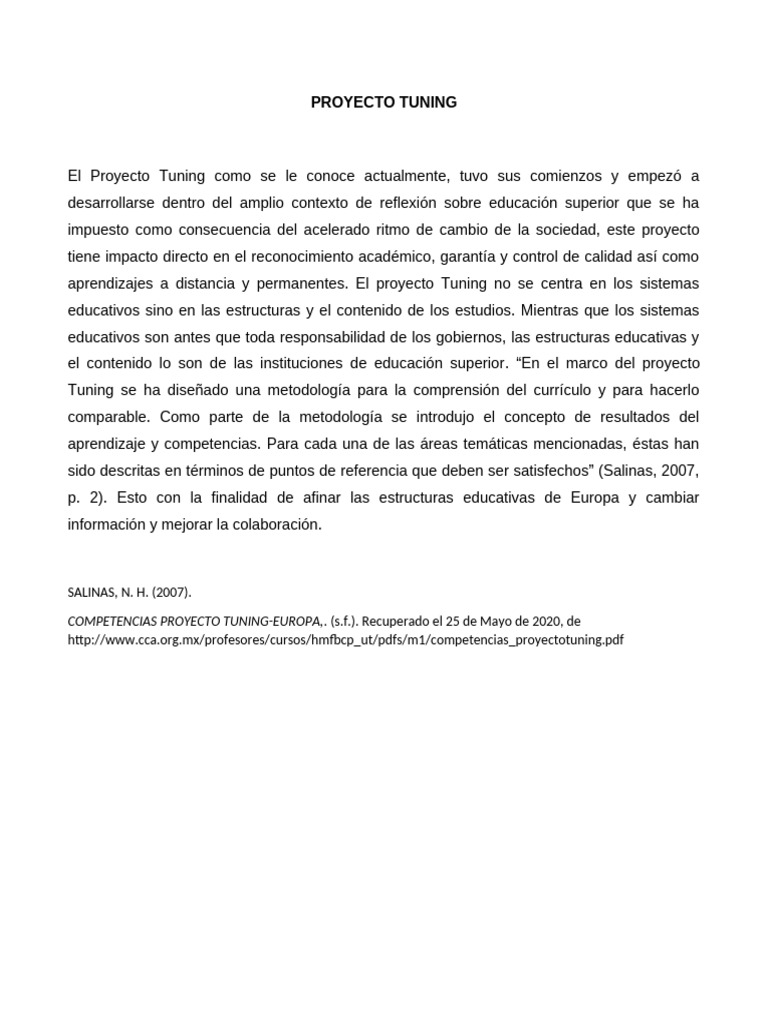 Proyecto Tuning Pdf