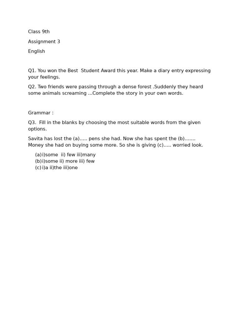 English Assignment - 3 | PDF