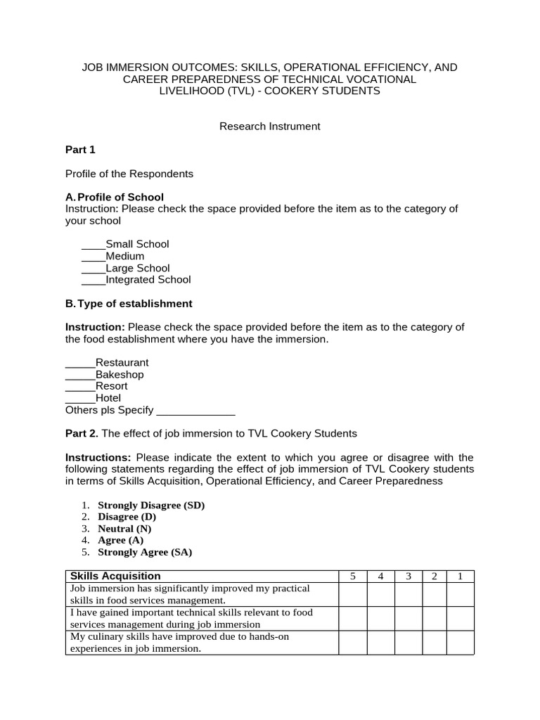 Tool - Job Immersion Outcomes | PDF | Business