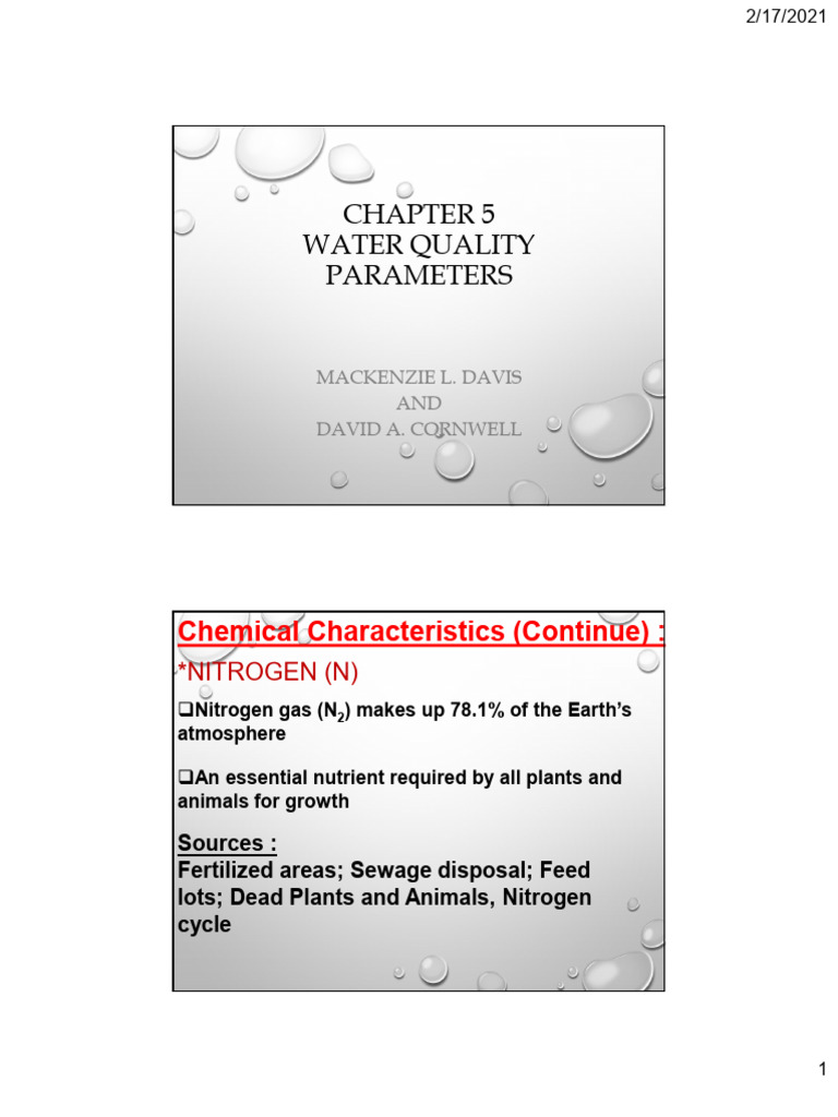 Lecture 6-Chapter_5_Water Quality-3 | PDF | Nitrogen | Ammonia