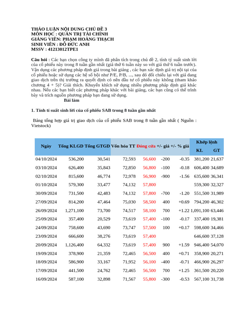 THẢO LUẬN NỘI DUNG CHỦ ĐỀ 3 QTTC | PDF