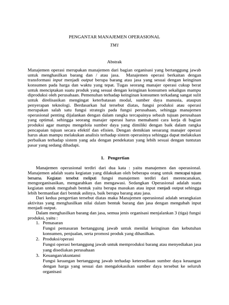Tugas Manajemen Operasi | PDF