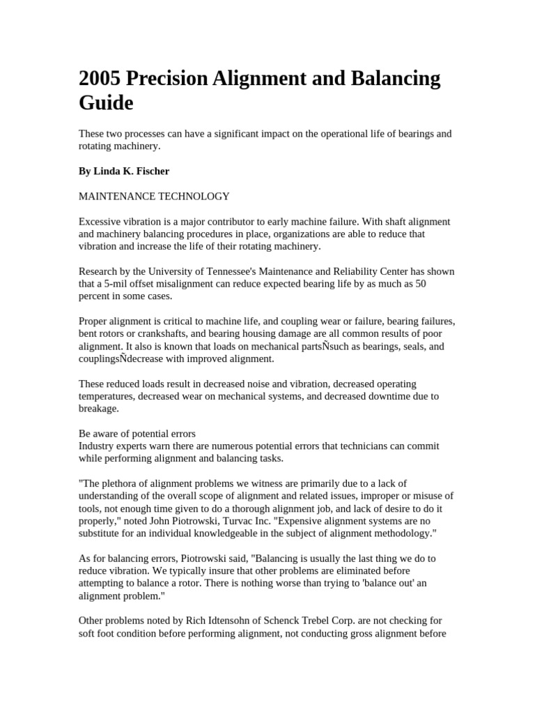 Precision Alignment & Balancing Guide | PDF | Bearing (Mechanical ...