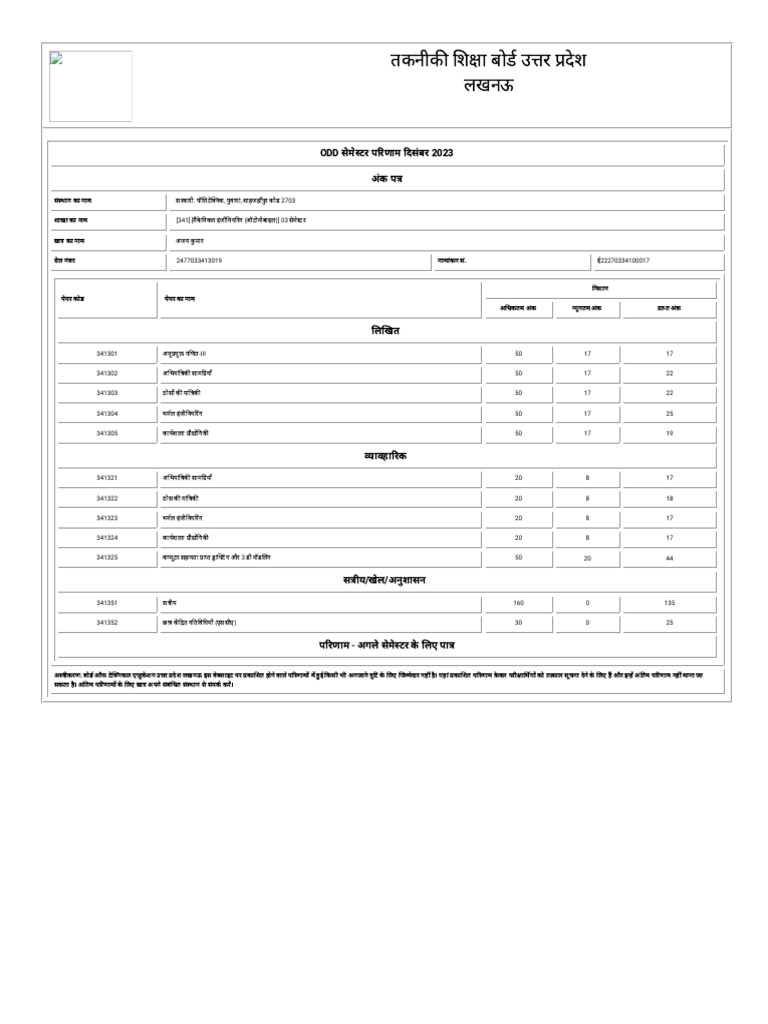 Result 3rd Semester | PDF