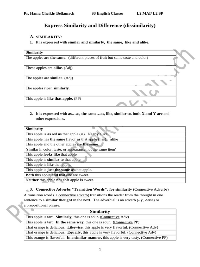 Expressing Similarities and Differences | PDF | Adverb | Linguistic Morphology