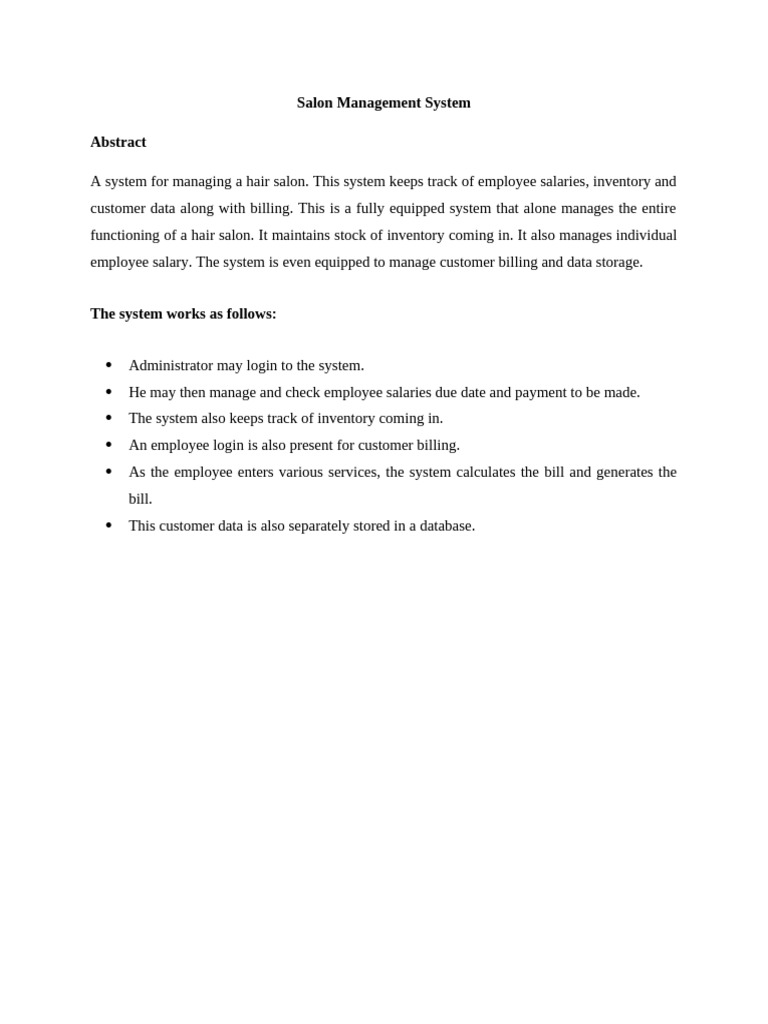 Salon Management System | PDF