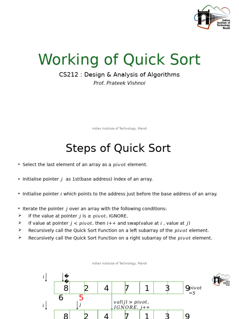 Quick Sort Algorithm Explained | PDF | Theoretical Computer Science | Applied Mathematics