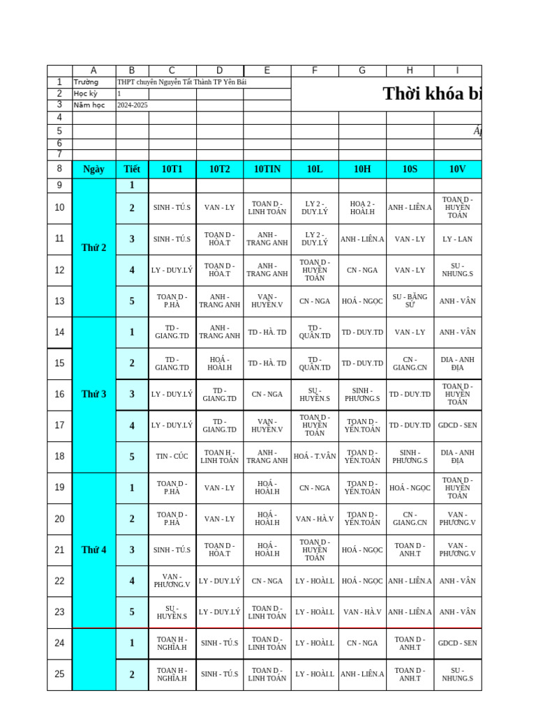 TKB - Tuần 19 | PDF