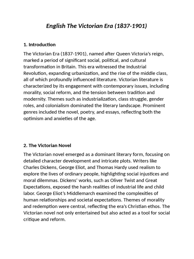 Victorian Literature: Themes & Impact | PDF | Victorian Literature ...
