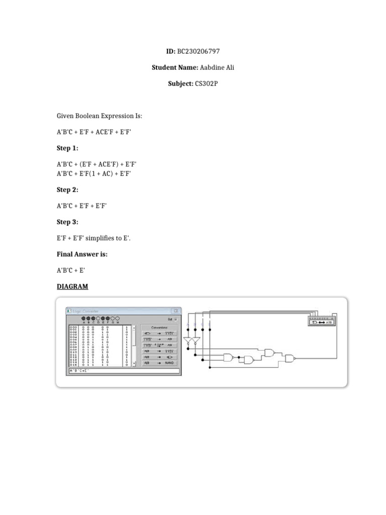 Boolean Expression Simplification Steps | PDF