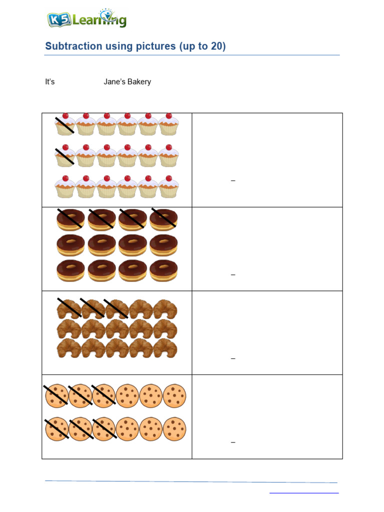 Grade 1 Subtraction Using Pictures Upto 20 2 | PDF