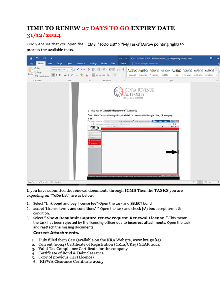 Step by Step Guide On How To Process Renewal Tasks in Icms | PDF