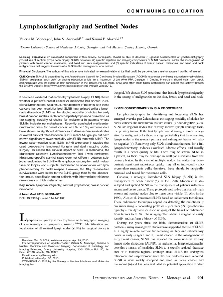 !Lymphoscintigraphy and Sentinel Nodes | PDF | Melanoma | Breast Cancer