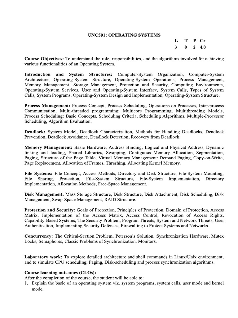 OS Syllabus | PDF