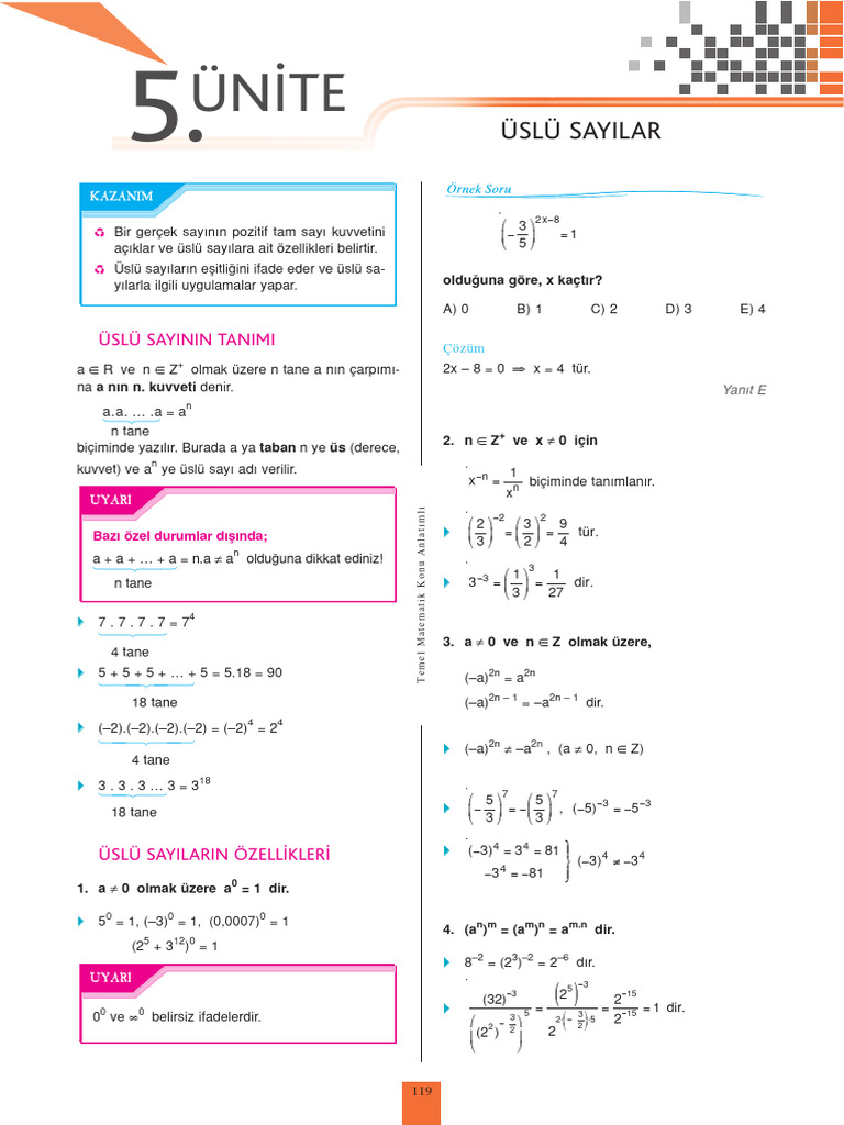 Matematik 6 - Uslu Sayilar | PDF