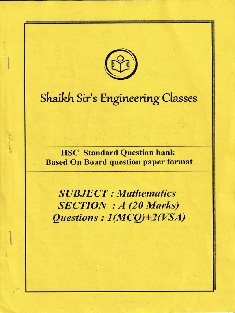 HSC Maths QB Section A by - Shaikh - Sir (9765158158) | PDF