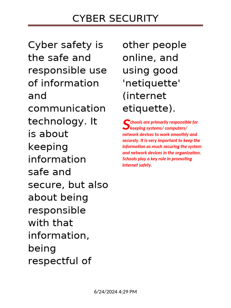Promoting Cyber Safety in Schools | PDF